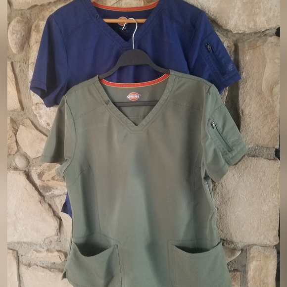 Dickies | Tops | Set Of 2 Dickies Vneck Medical Scrub Tops Sz L | Poshmark